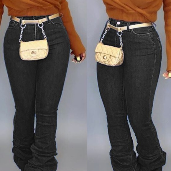 Swankaposh | Pants & Jumpsuits | High Waist Scrunched Jeans Black ...